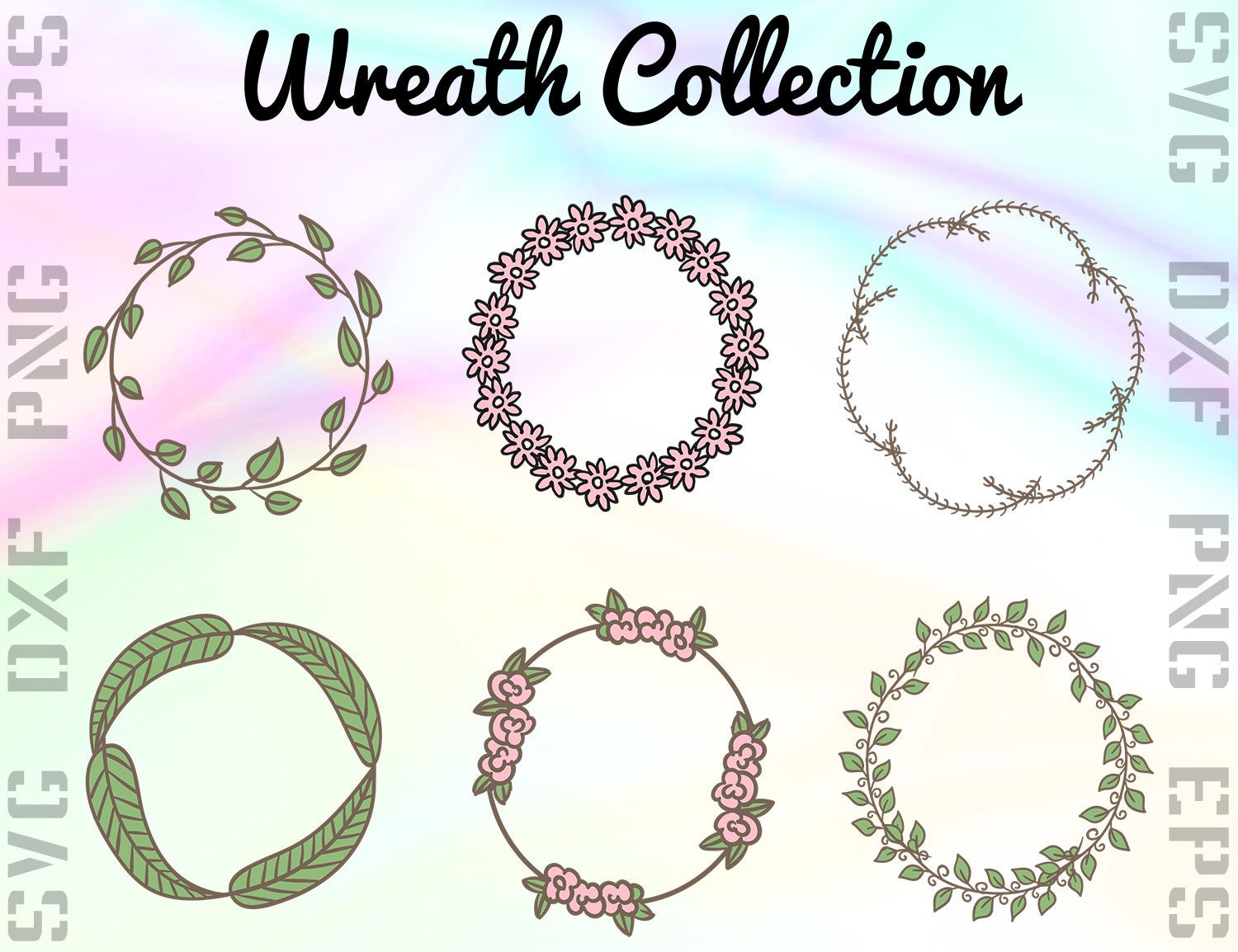 Wreath SVG Files Flower Wreath Dxf Files Wreath Clipart | Etsy