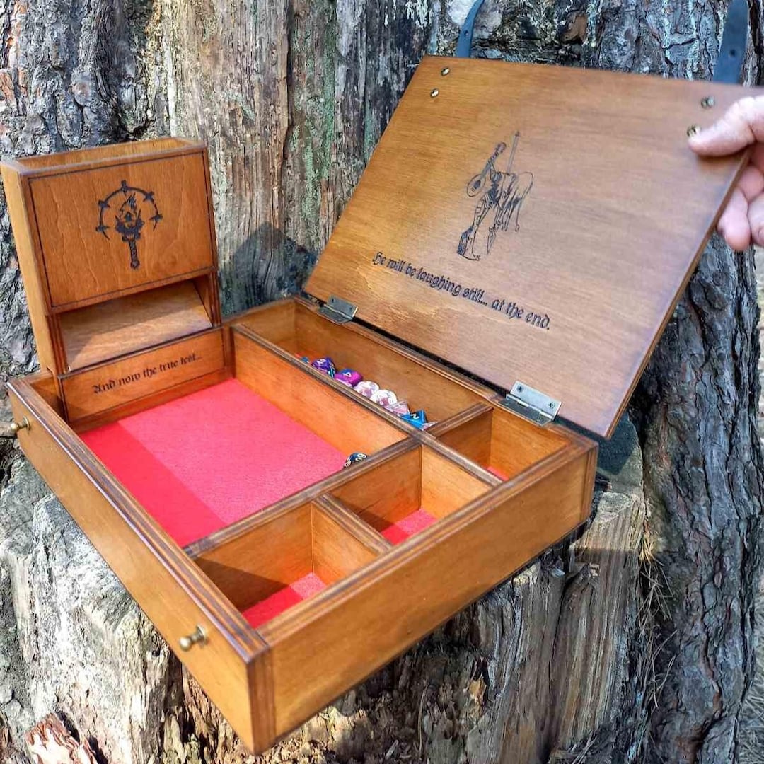 Dice Sets Organizer Dice Tower Wooden Box Organizer With Sections for ...