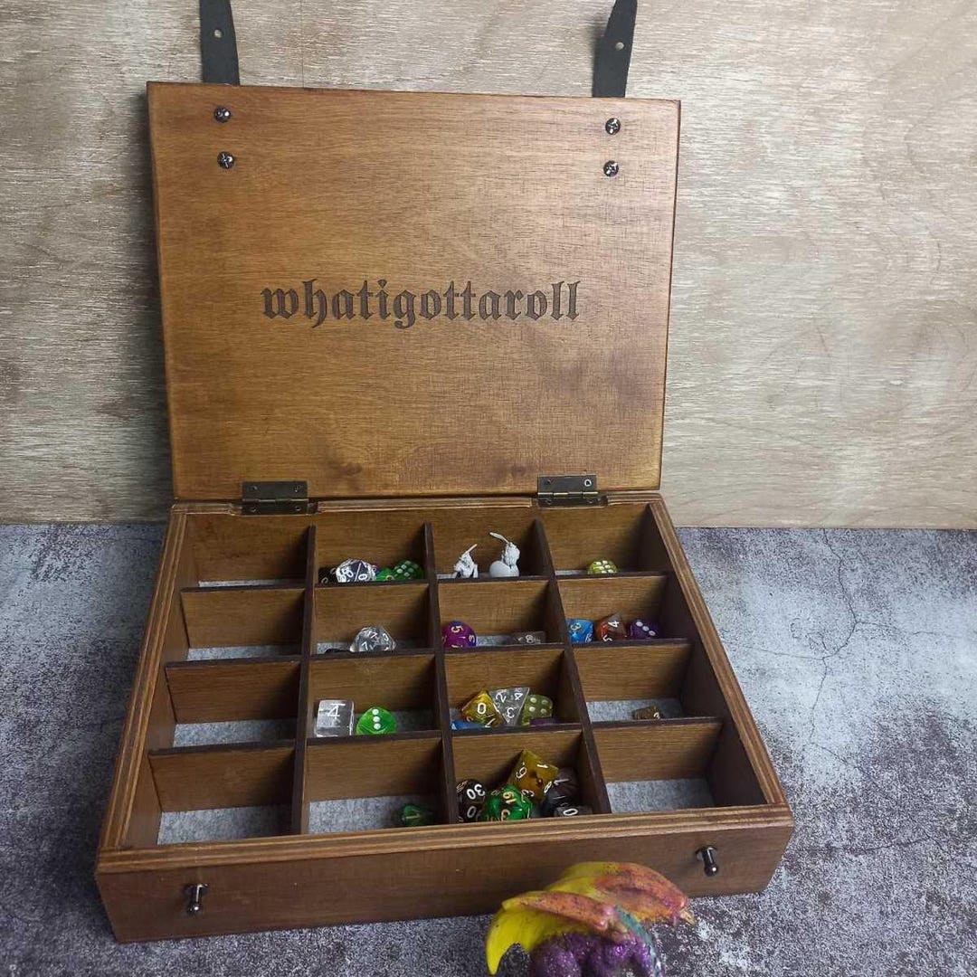 Dice Sets Organizer Rpg Multi Section Organizer Wooden Big Dice Storage ...