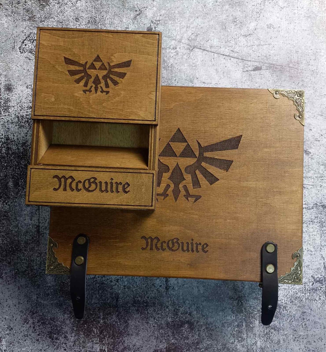Zelda Legend Triforce Dice Tower Set Wooden Box Organizer Rpg With ...