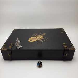 Rpg Tablet Organizer for Play Online. Dice Wooden Box With Sections for ...