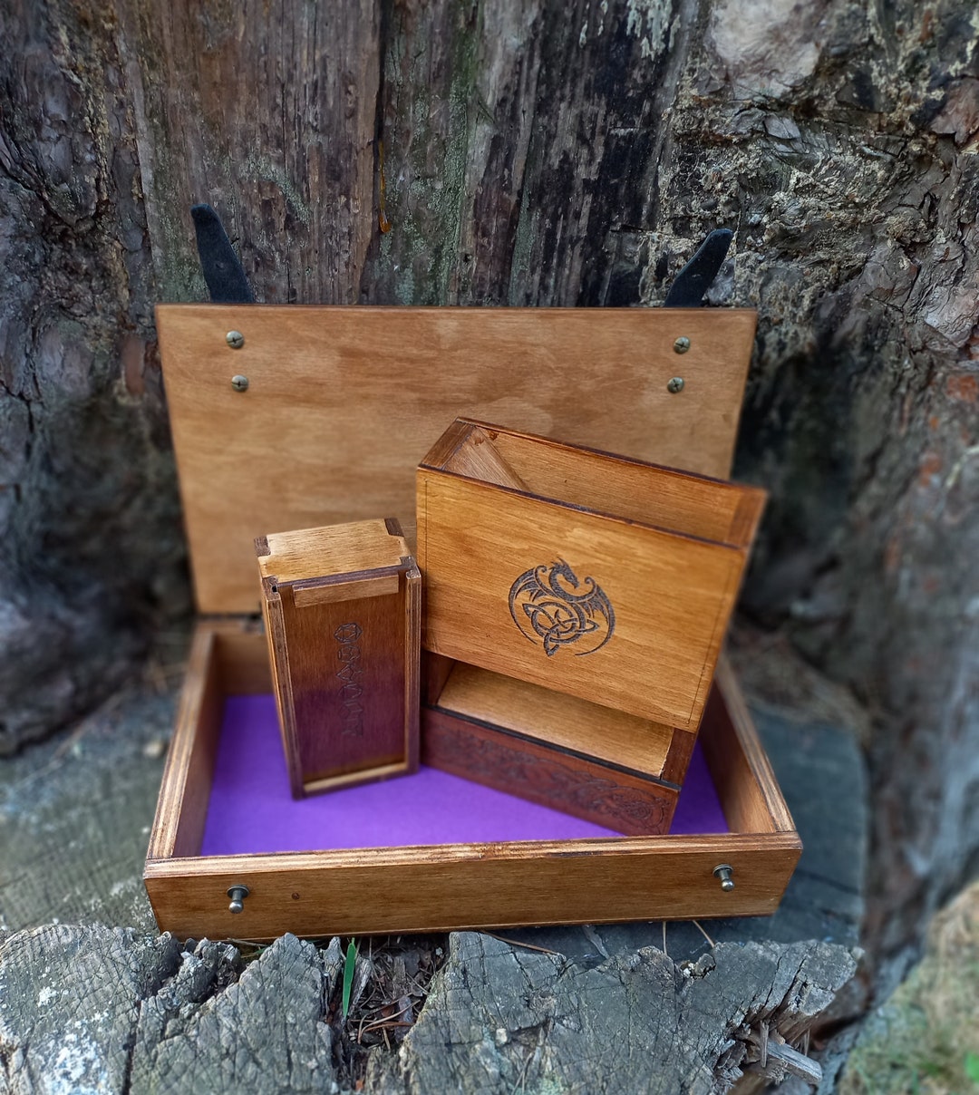 Custom Dragons Set Tray and Tower and Dragons Dice Tray Personalized ...