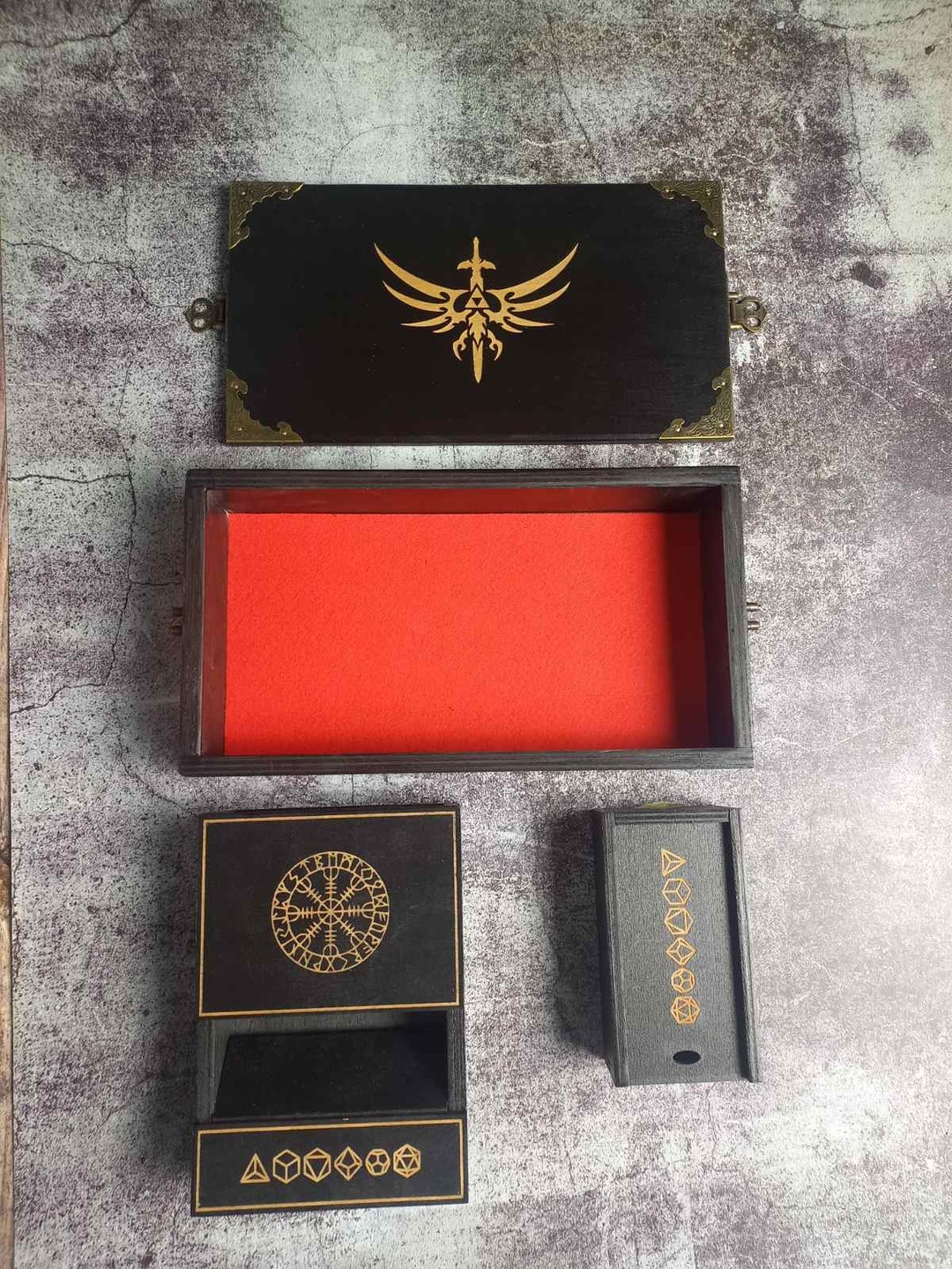 Custom Dnd Black Color Vault for Dice in Burn Old Wood Style ...