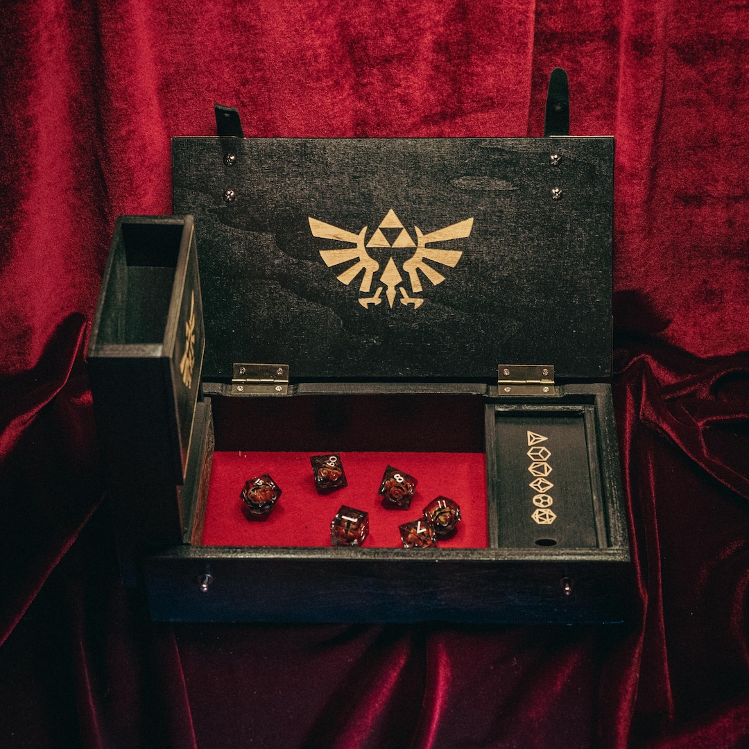 Zelda Triforce Set Black Dice Tray and Dice Tower Dice Box Dragons Dice ...