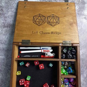Dice Tower Set Wooden Box Organizer Rpg With Sections for Storing Dice ...