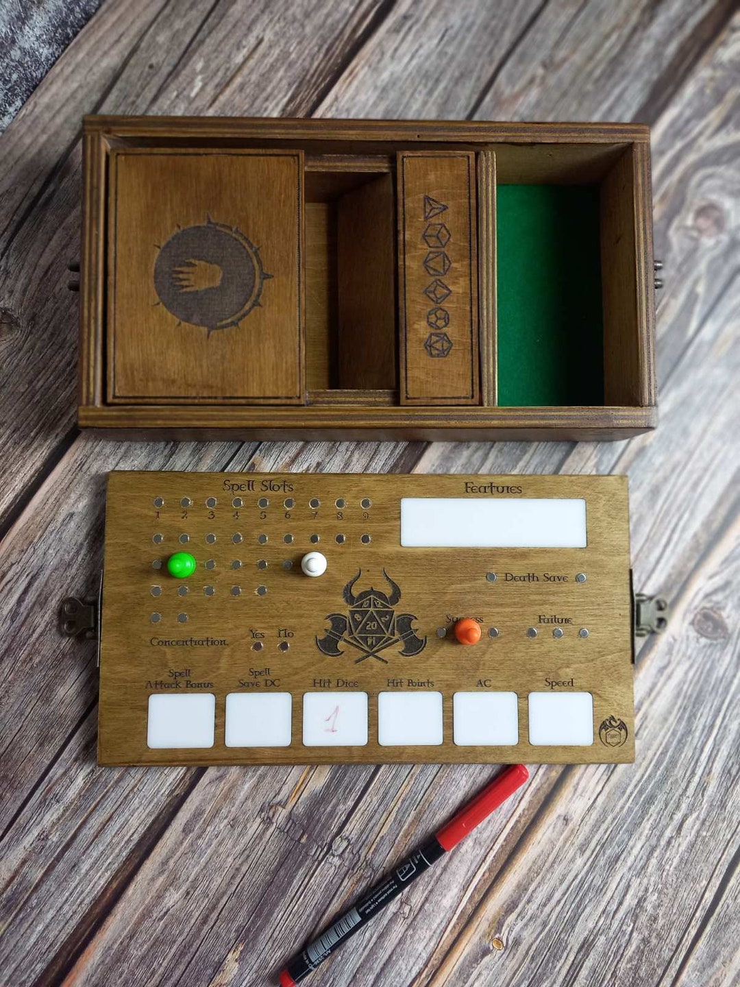A Stylish Wooden Tray for Playing DND With a Dice Tower and a Magnetic ...