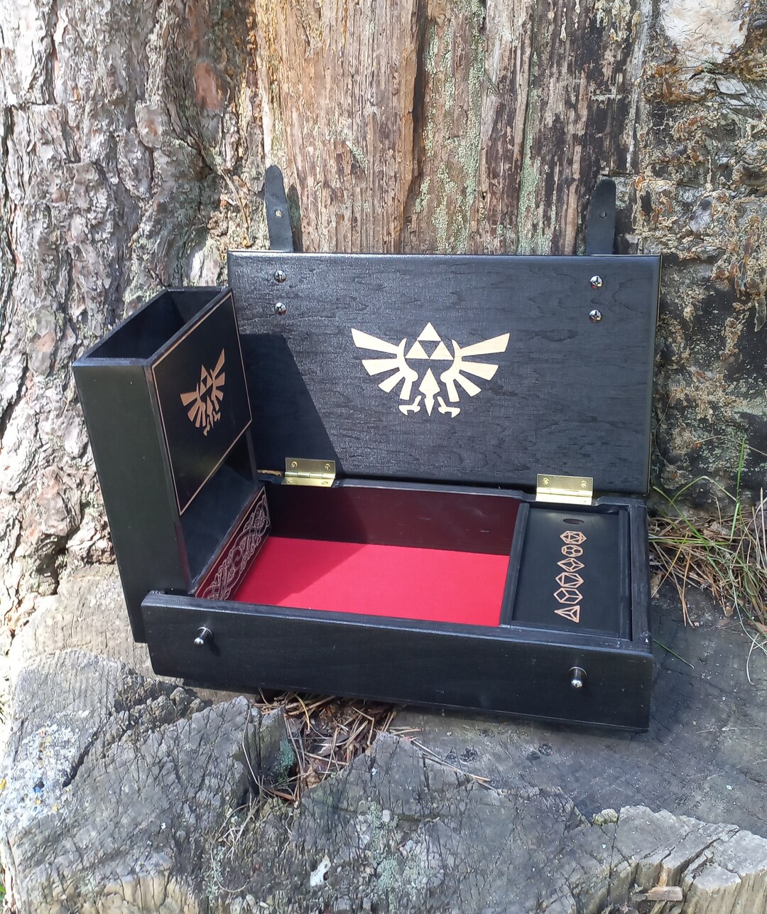 Zelda Triforce Set Black Dice Tray and Dice Tower Dice Box Dragons Dice ...