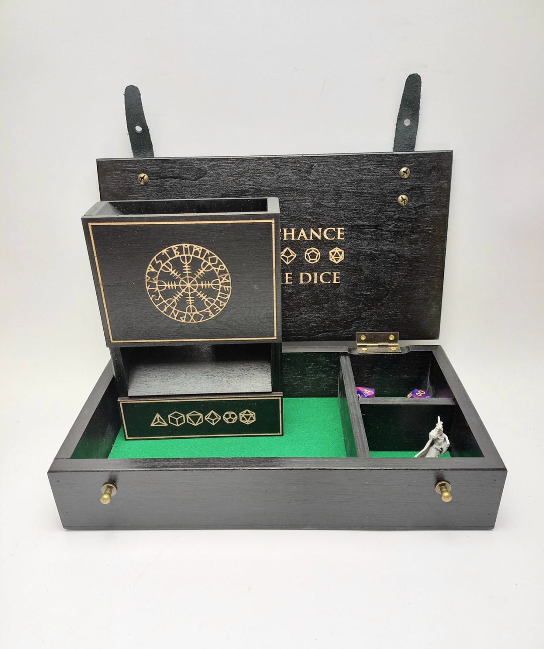 Set of the Black Dice Tray and Dice Tower Celtic Dragons Personalized ...