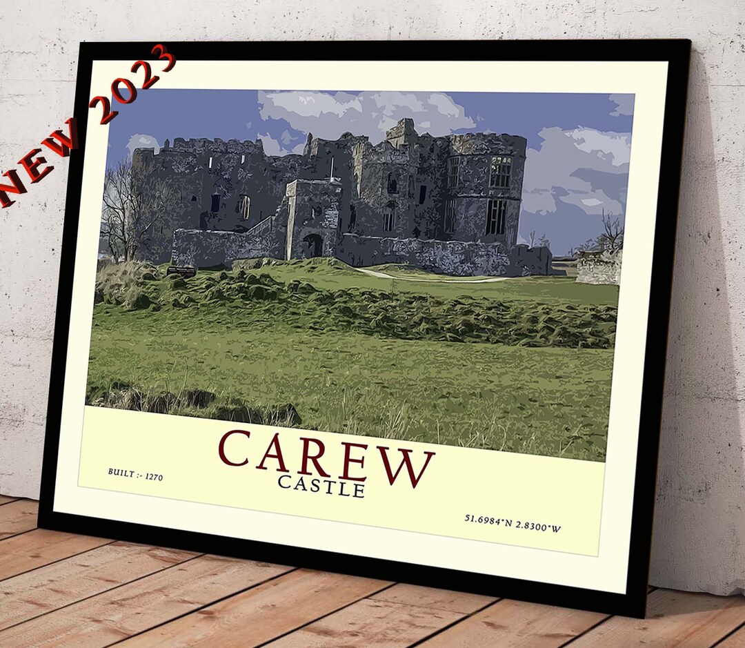 Vintage Style Poster, Carew Castle, Poster, Art Print, Travel Poster ...