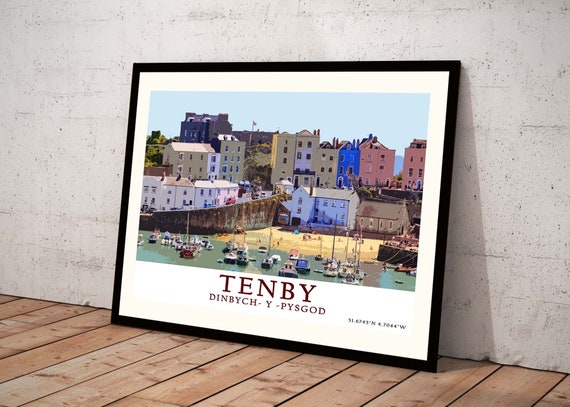 Vintage Style Poster Tenby Poster Art Print Travel Poster. | Etsy UK