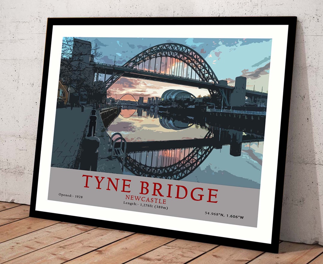 Vintage Style Poster, Tyne Bridge, Poster, Art Print, Travel Poster. - Etsy