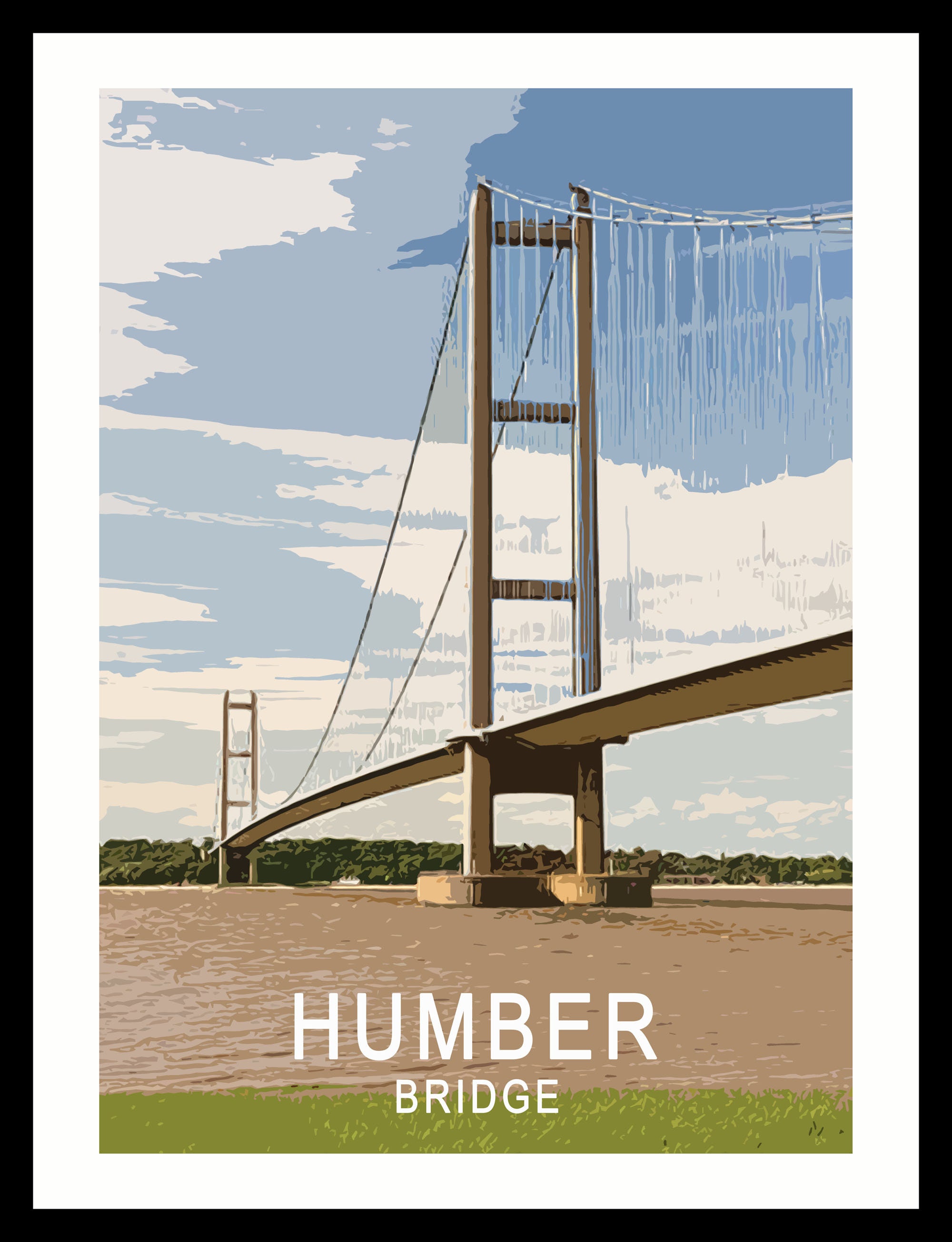 Vintage style Poster Humber bridge Poster Art print Travel | Etsy