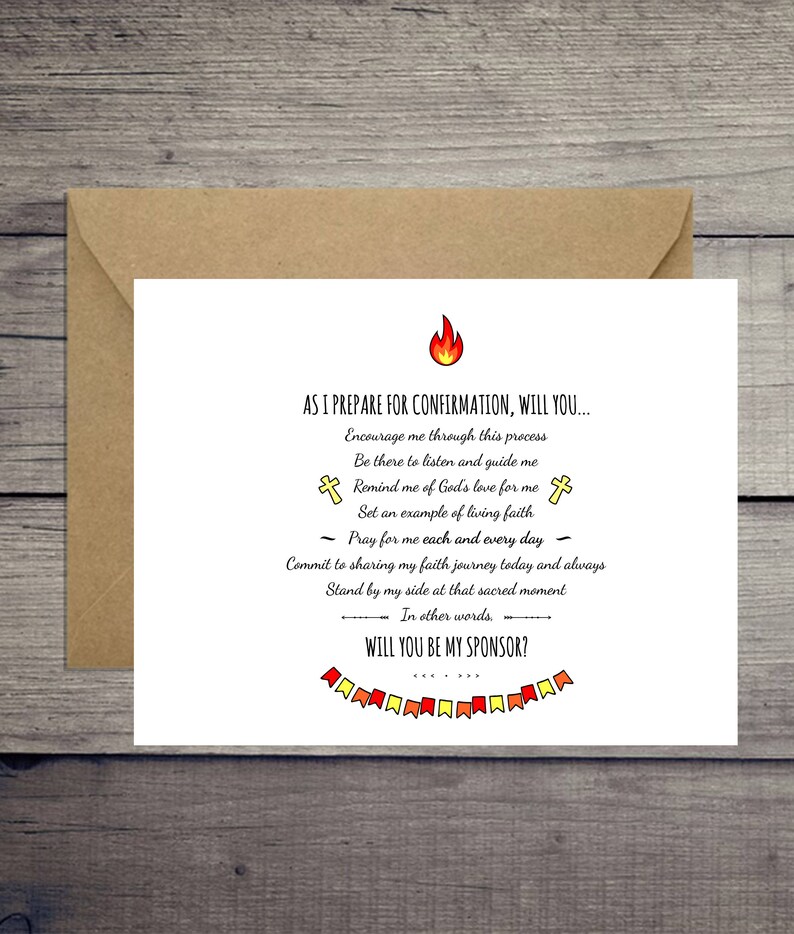 Will You Be My Confirmation Sponsor Card Etsy