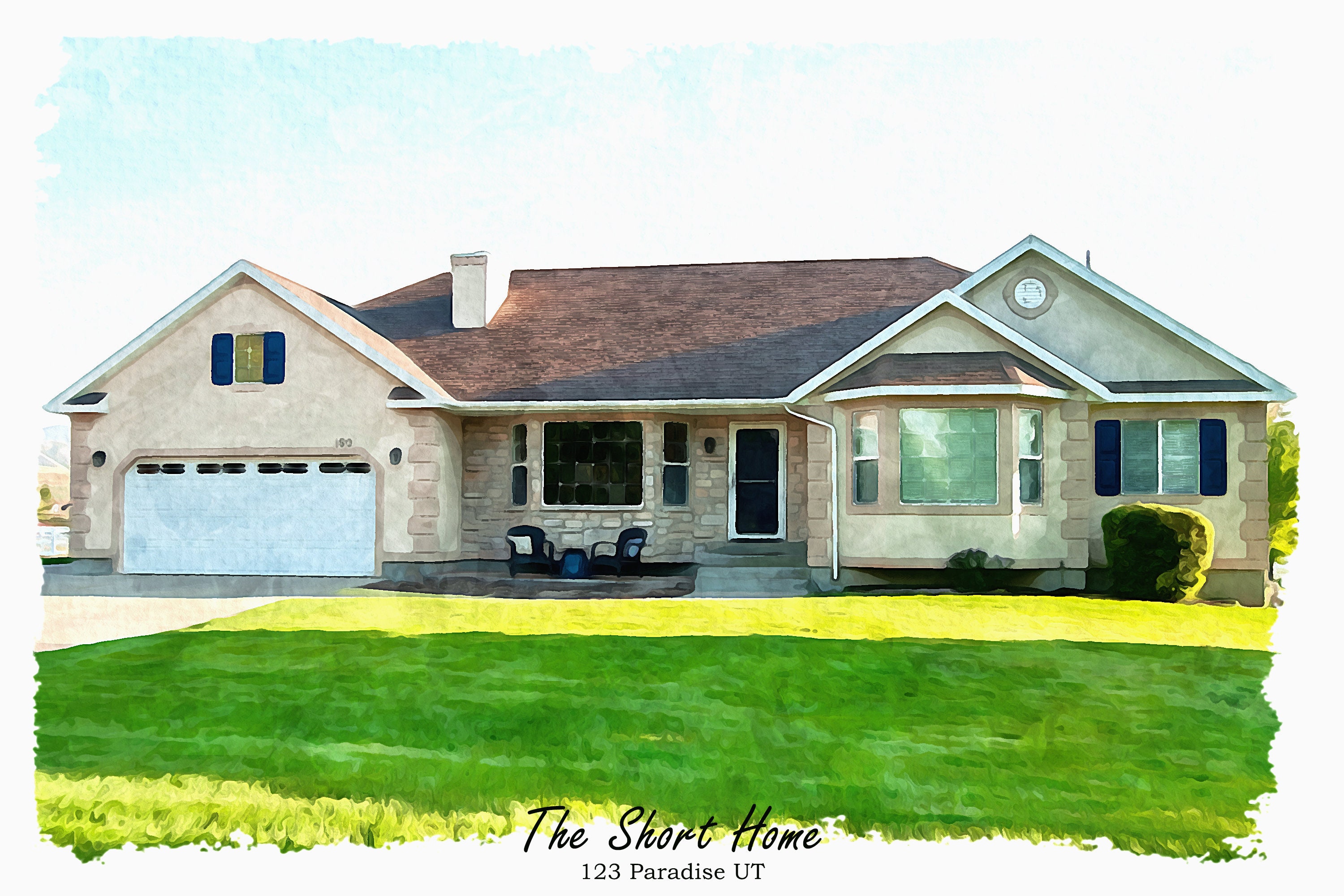 Custom Digital Watercolor House Portrait, Digital Watercolor Painting ...