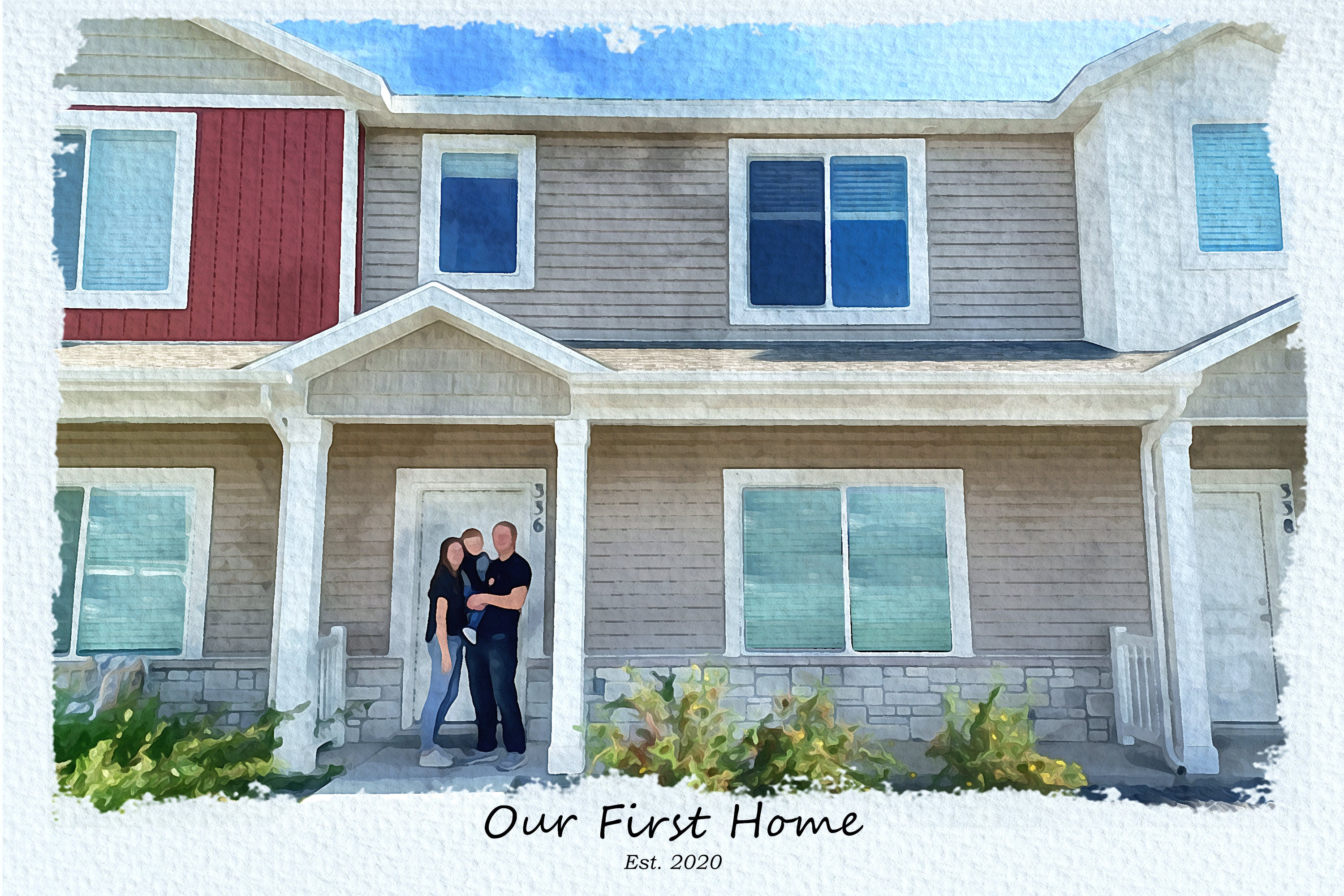 Custom Digital Watercolor House Portrait, Digital Watercolor Painting ...