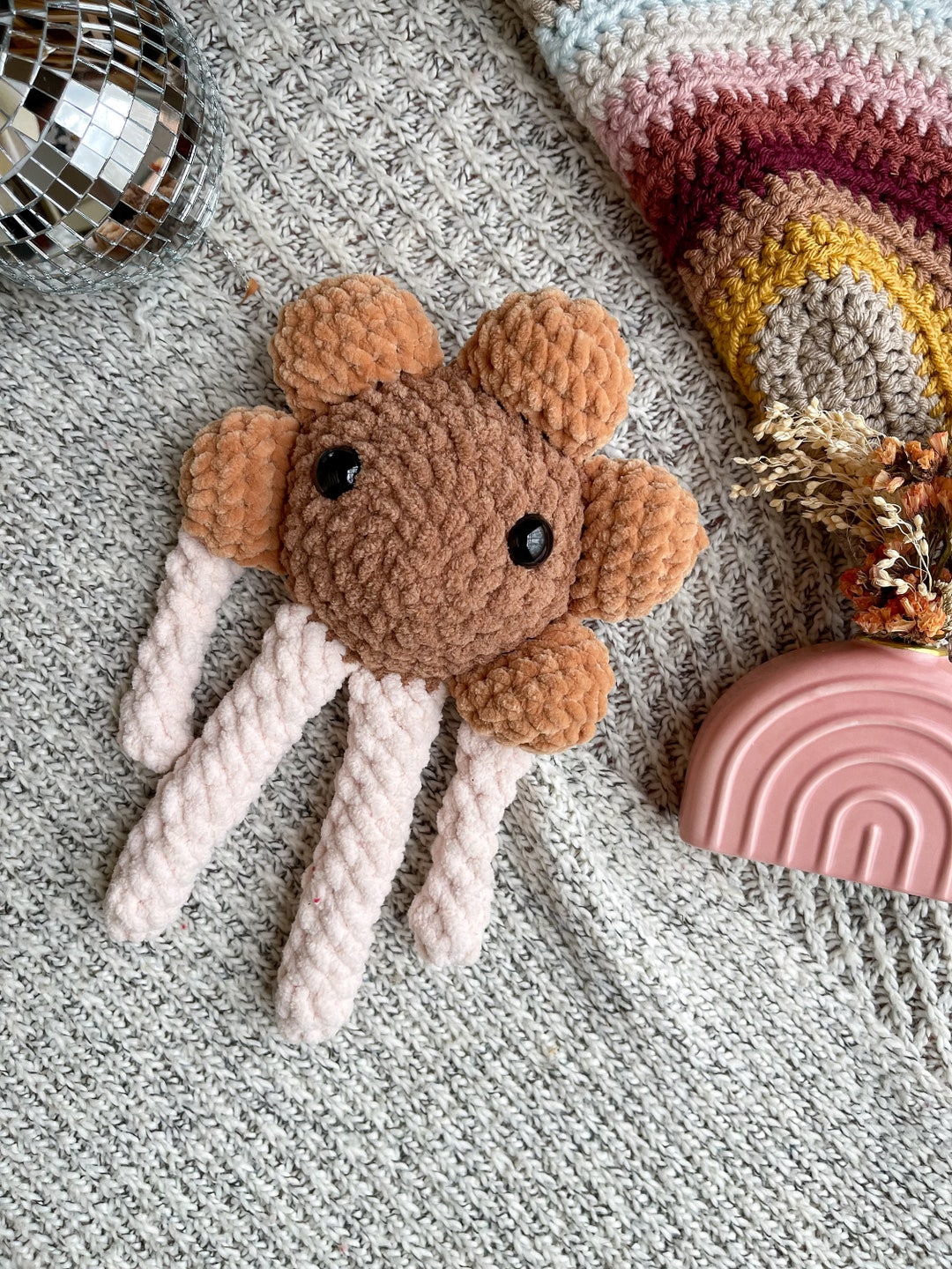 Groovy Flower Doll, Crochet Flower Doll, Crochet Doll, Flower Stuffy ...