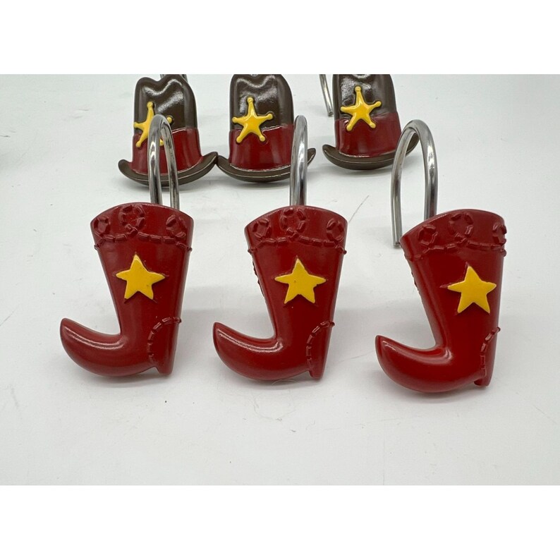 Vintage Set of 12 Jumping Beans Yeehaw Shower Curtain Hooks Rings ...