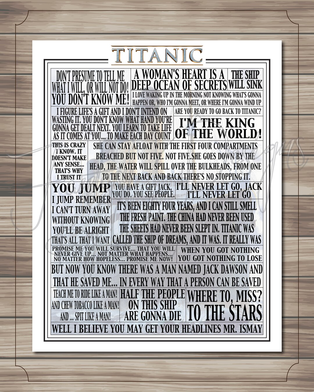 Titanic Quotes Print // Typography Print // Movie Quotes // Quote ...