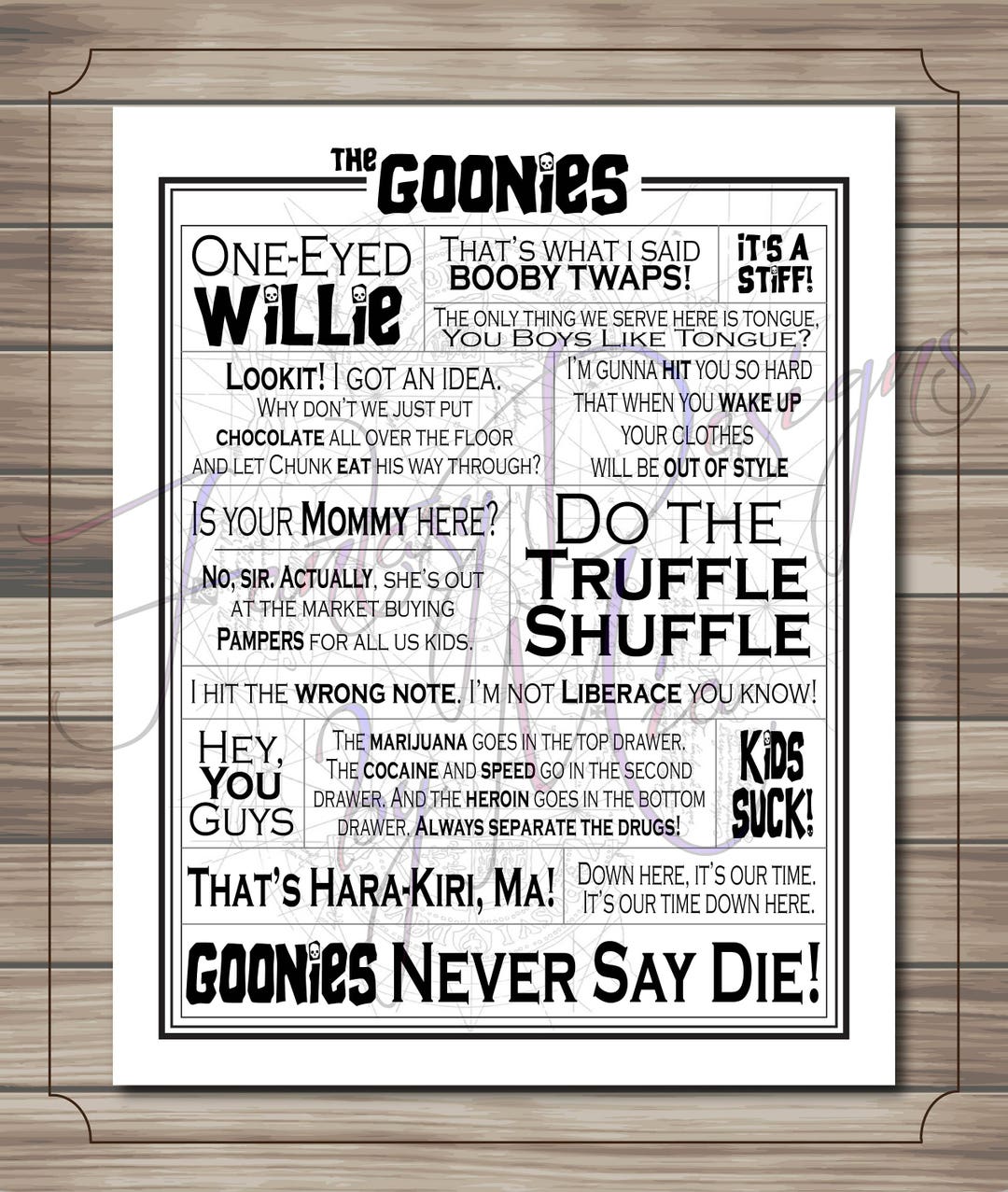 Goonies Movie Quotes Print // Typography Print // Movie Quotes // Quote ...