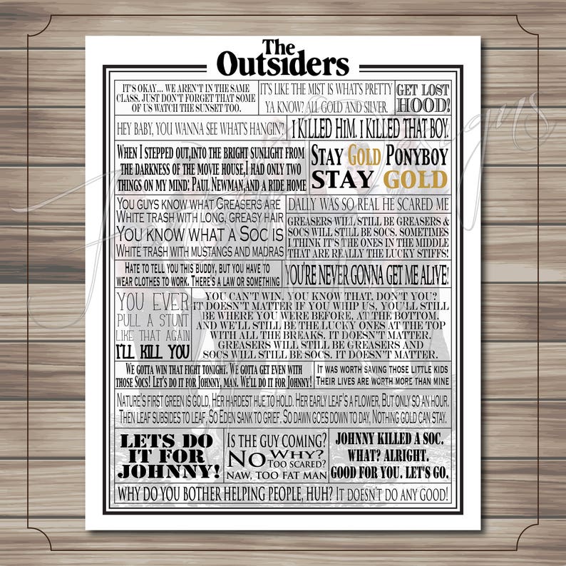 The Outsiders Movie Quotes Art Print: Typography Collage (digital ...