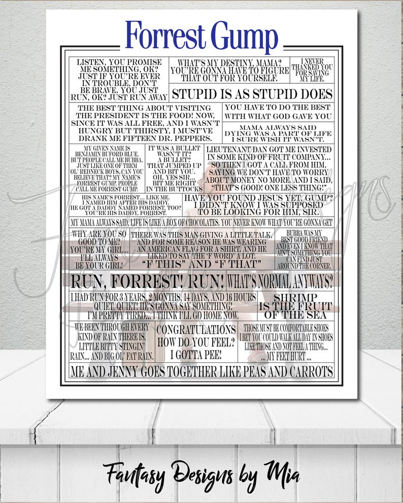 Forrest Gump Movie Quotes Art Print (digital Download) - Etsy