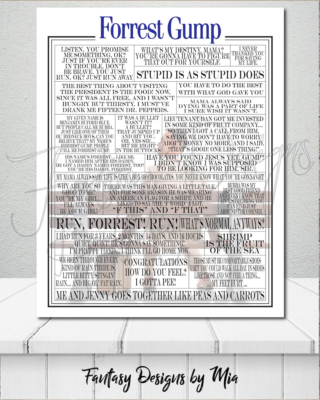 Forrest Gump Movie Quotes Art Print: Typography Collage - Etsy
