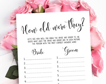 EDITABLE How Old Were They Game How Old Were the Bride and Groom ...