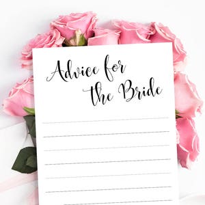 Advice for the Bride Printable Wedding Advice Cards Template Instant ...