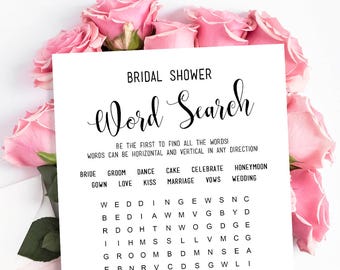 Bridal Shower Word Search Game Rustic Printable Bridal Word Search Card ...