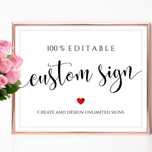 Fully EDITABLE Custom Sign Template Wedding Signage Edit in TEMPLETT ...