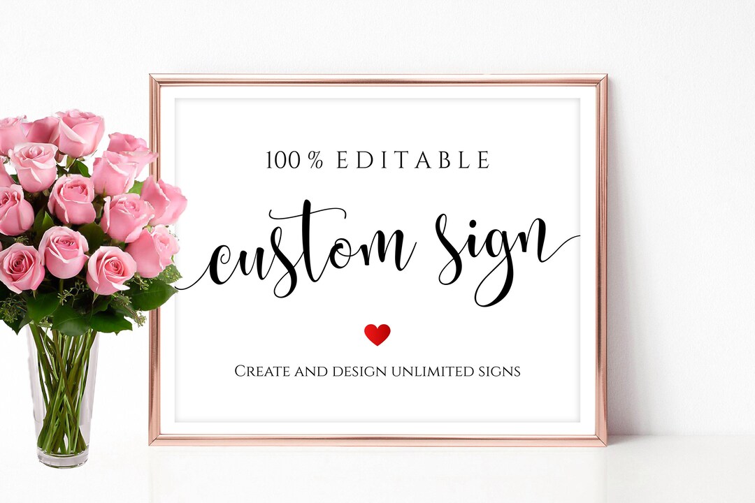 Fully EDITABLE Custom Sign Template Wedding Signage Edit in TEMPLETT ...