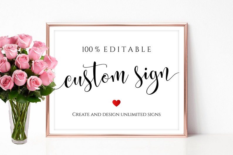 Fully EDITABLE Custom Sign Template Wedding Signage Edit in TEMPLETT ...