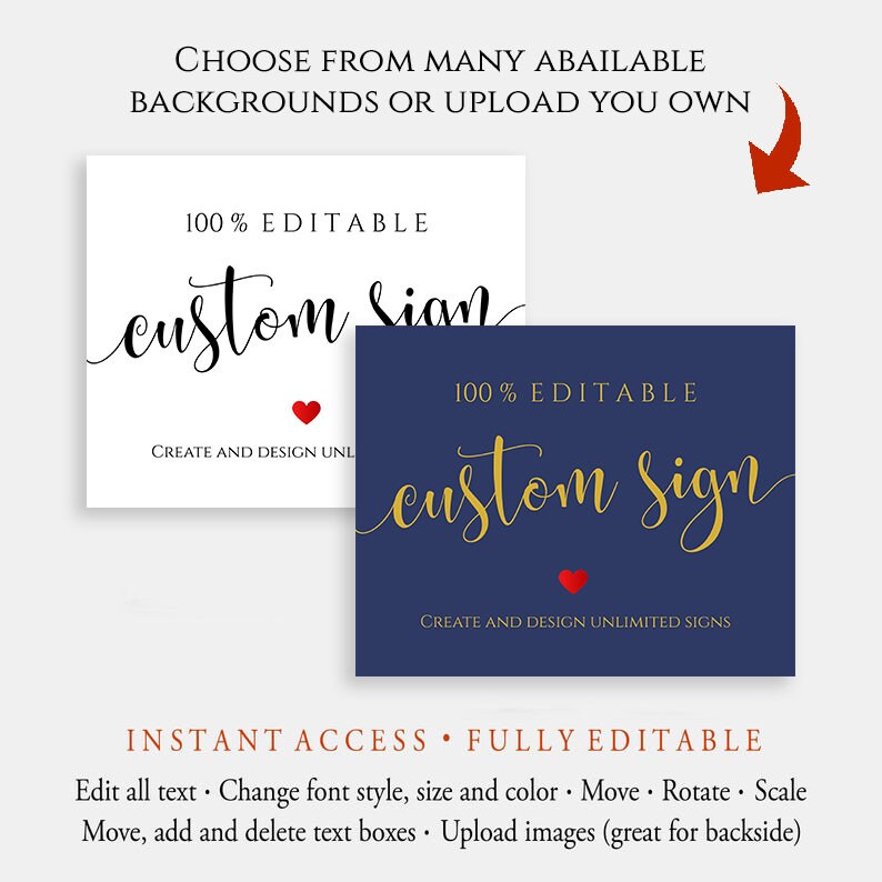 Fully EDITABLE Custom Sign Template Wedding Signage Edit in TEMPLETT ...