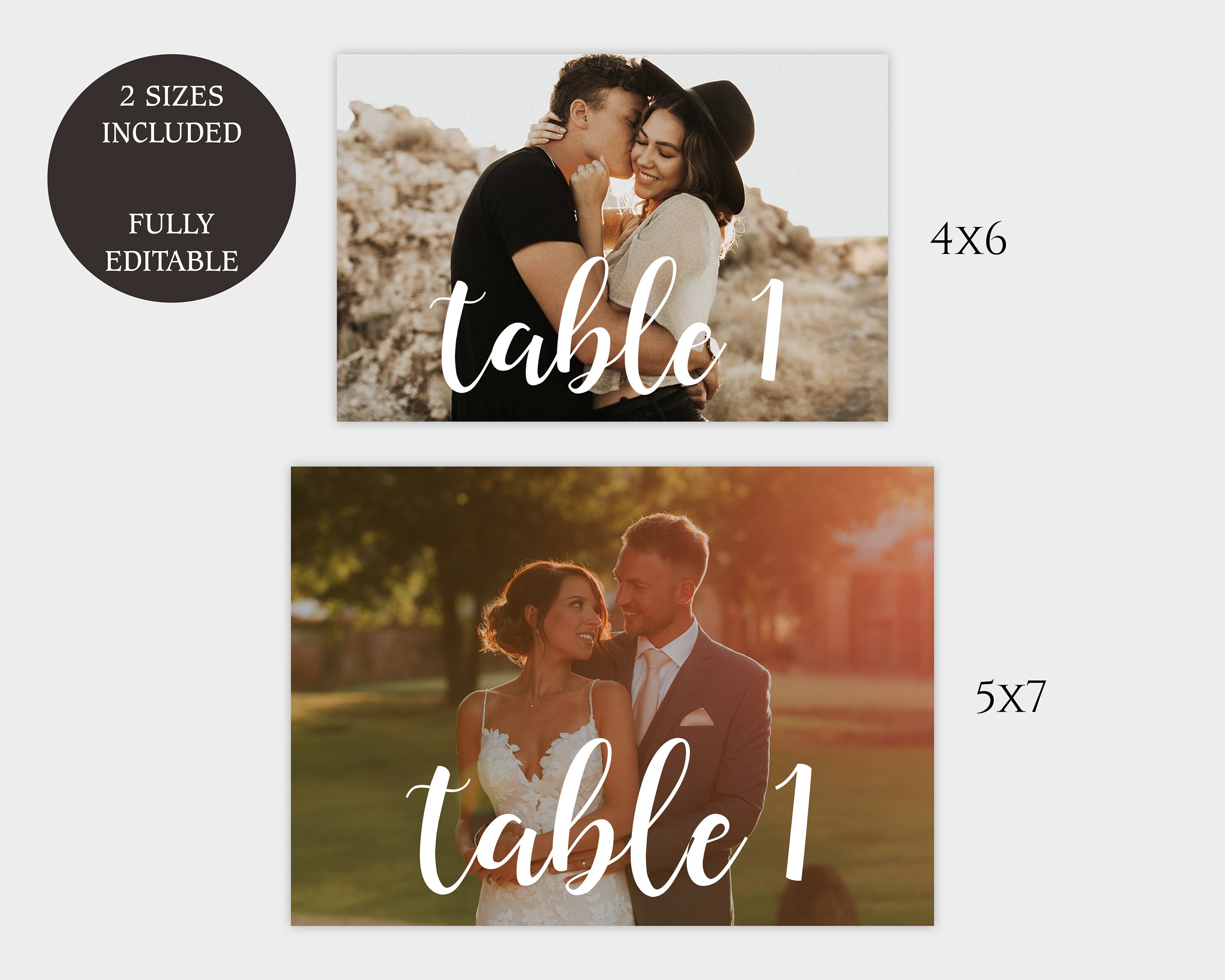 Landscape Table Number Template, Wedding Horizontal Table Numbers With ...