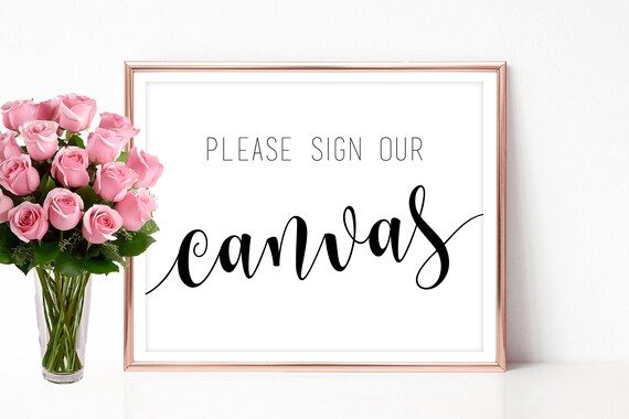 Please sign our Canvas sign printable Guest book alternative | Etsy