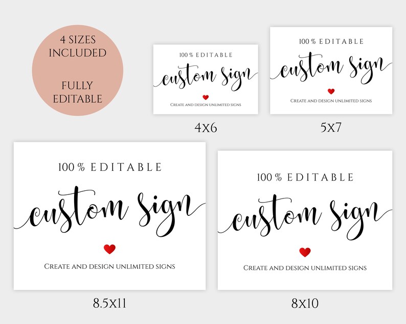 Fully EDITABLE Custom Sign Template Wedding Signage Edit in TEMPLETT ...