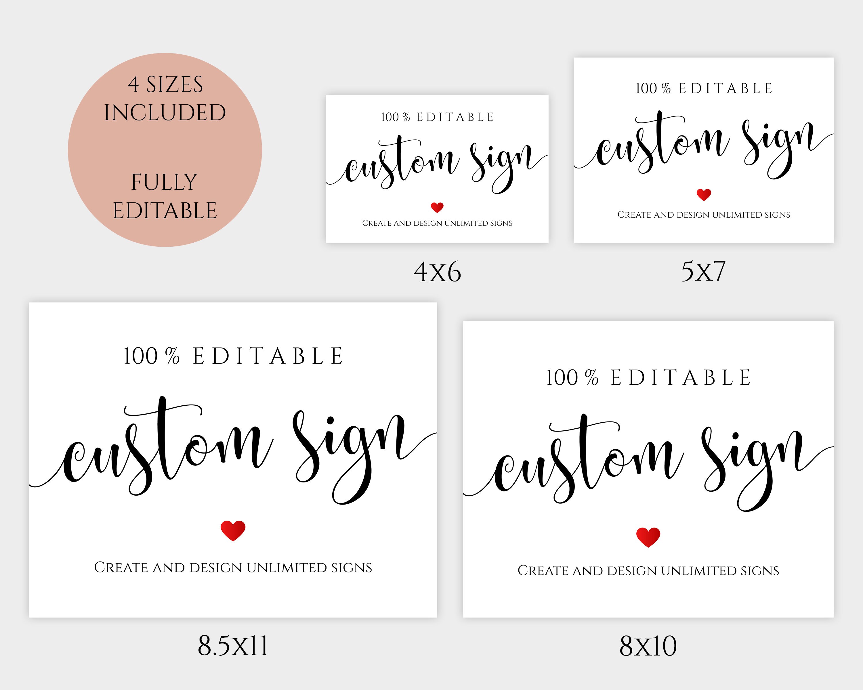 Fully EDITABLE Custom Sign Template Wedding Signage Edit in TEMPLETT ...