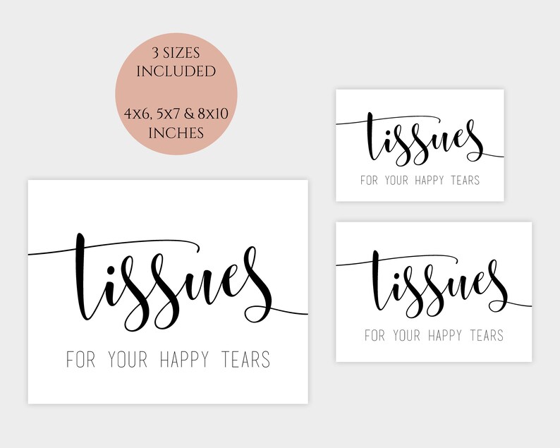 Wedding Tissues Sign Tissues for Your Happy Tears Printable 4x6 5x7 ...