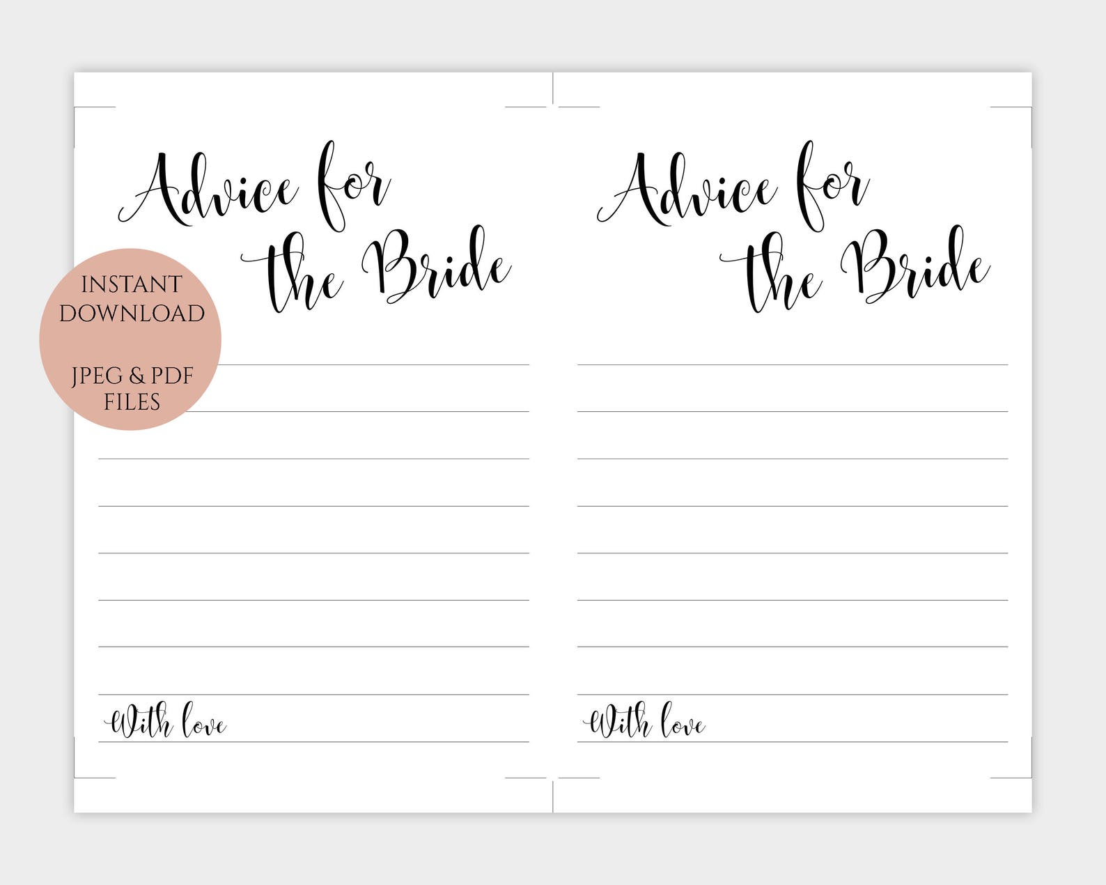 Advice for the Bride Printable Wedding Advice Cards Template Instant ...