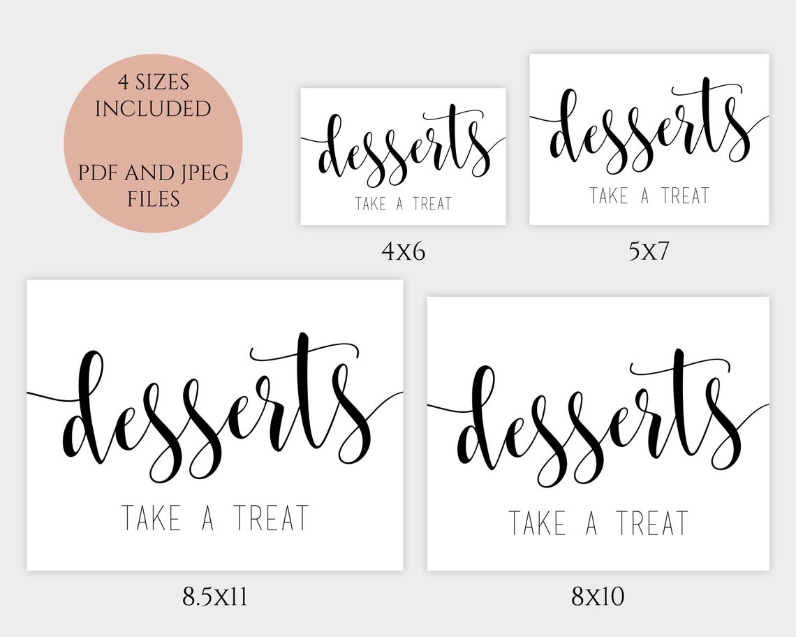 Desserts Sign Printable Wedding Dessert Sign Template Table Decorations ...