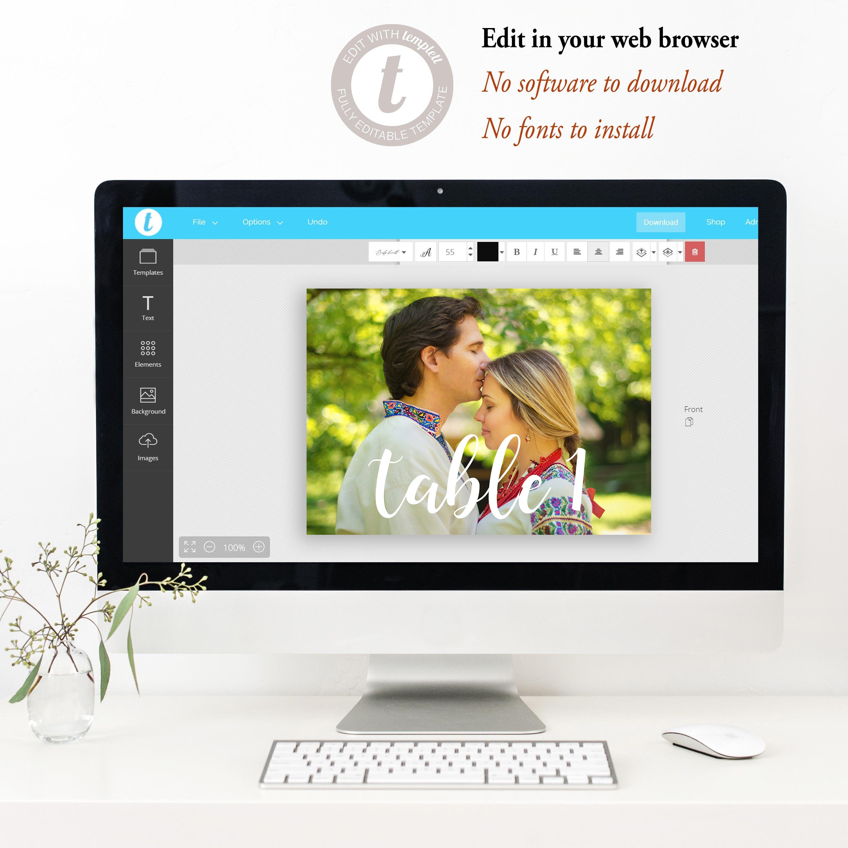 Landscape Table Number Template, Wedding Horizontal Table Numbers With ...