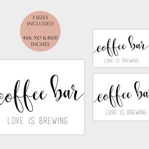 Coffee Bar Sign Template Printable Coffee Table Decor Signs 4x6 5x7 ...