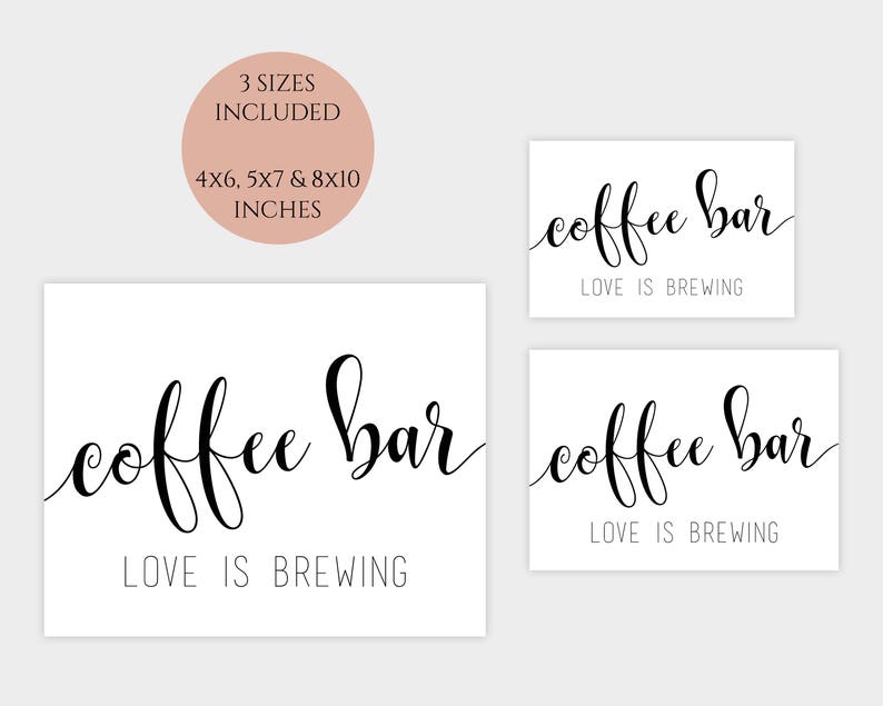 Coffee Bar Sign Template Printable Coffee Table Decor Signs 4x6 5x7 ...