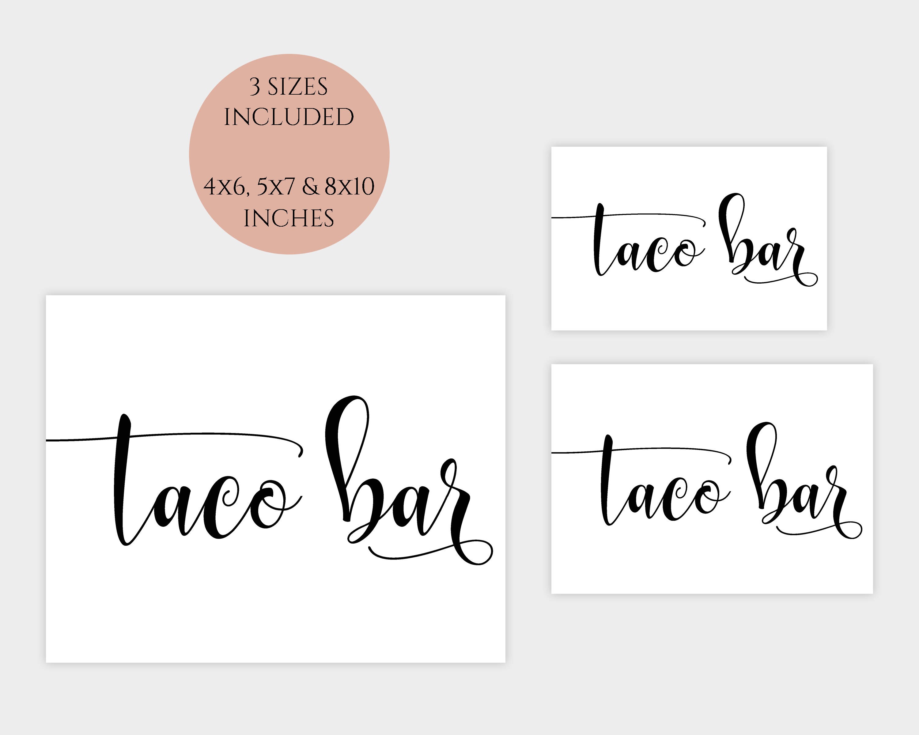 Taco Bar Sign Taco Party Printable Fiesta Decorations 4x6 5x7 8x10 ...