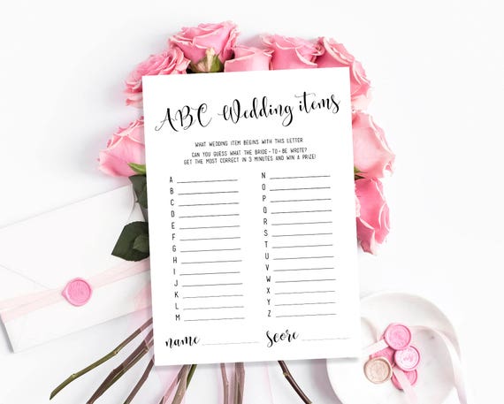 Abc Wedding items printable Bridal Shower Abc alphabet words | Etsy