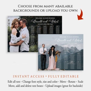 Photo Seating Chart Editable in TEMPLETT Wedding Table Assignment ...