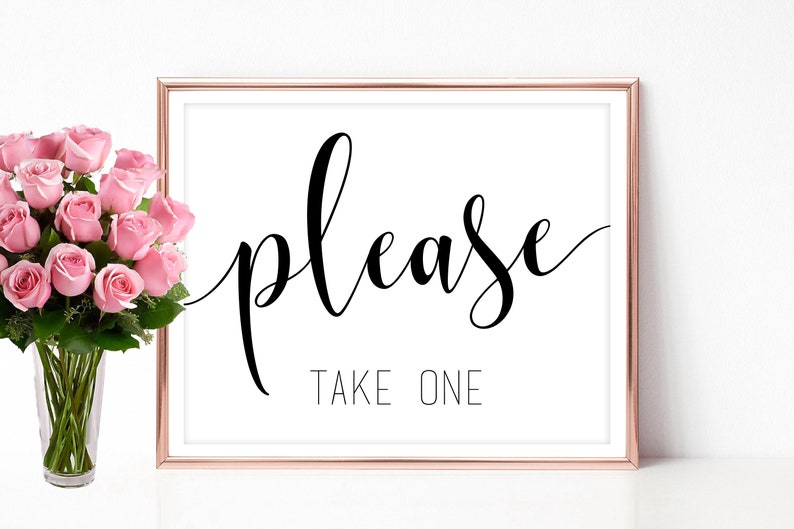 Please Take One Sign Printable Modern Wedding Signs Instant Download ...