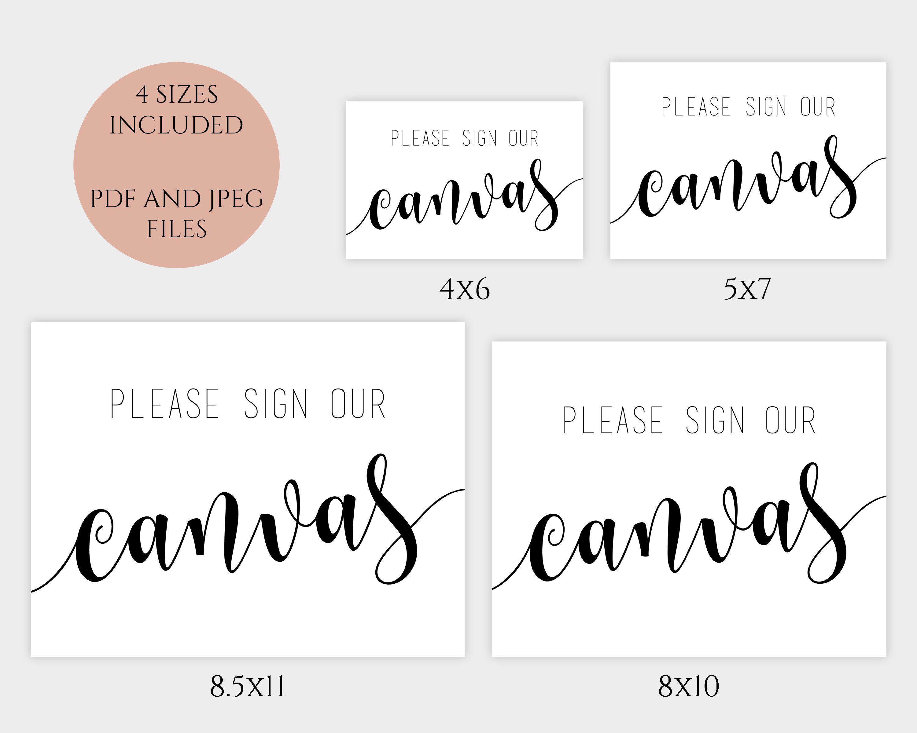 Please Sign Our Canvas Sign Printable Guest Book Alternative Wedding ...