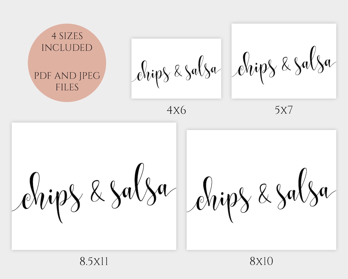 Chips and Salsa Sign Printable Chips and Salsa Bar Sign - Etsy