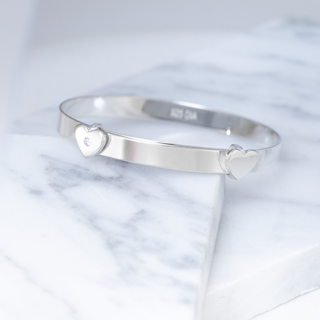 Real Natural Diamond Baby Bangle Bracelet Expandable- 925 Sterling ...